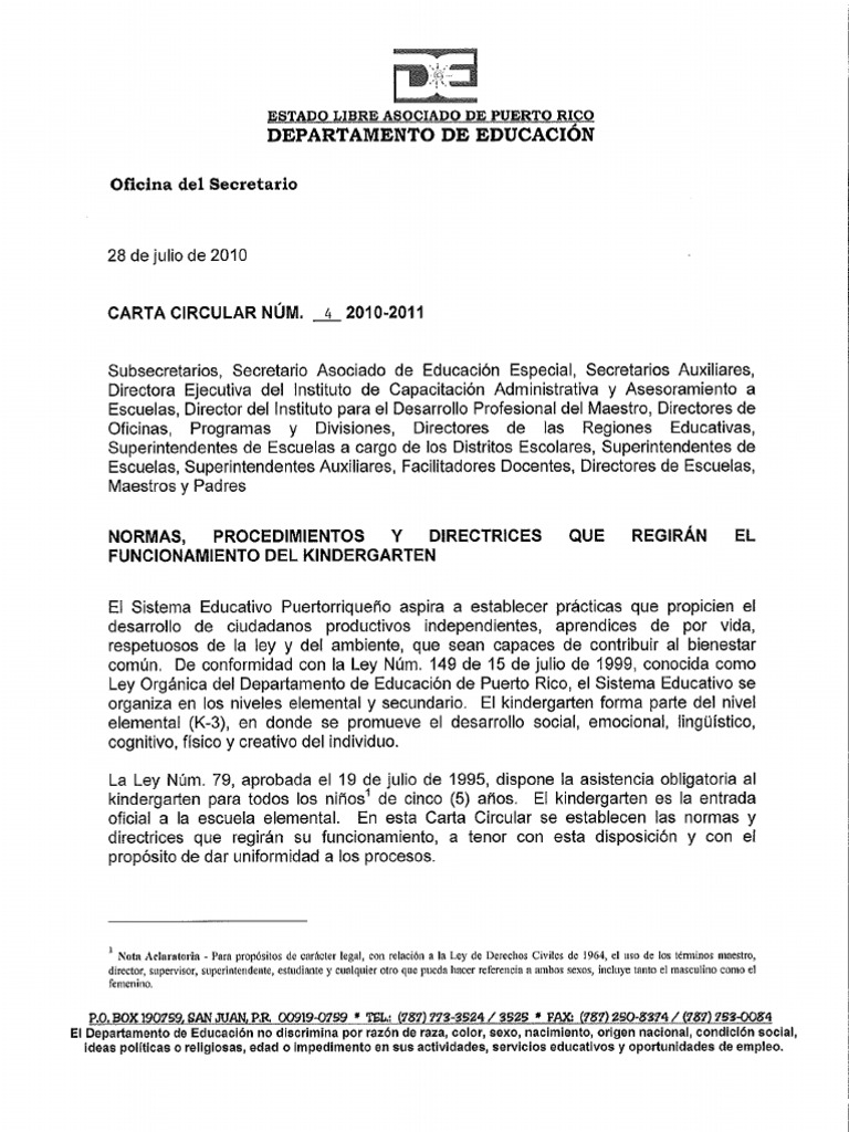Carta Circular 4-2010-2011 | PDF