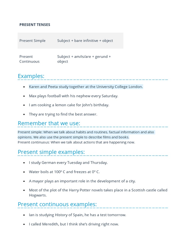 Present Tenses Explained | PDF | Grammatical Tense | Language Mechanics