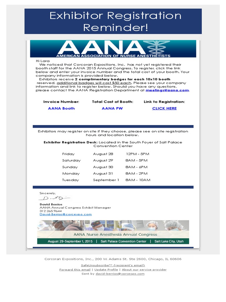 Exhibitor Registration Reminder | PDF