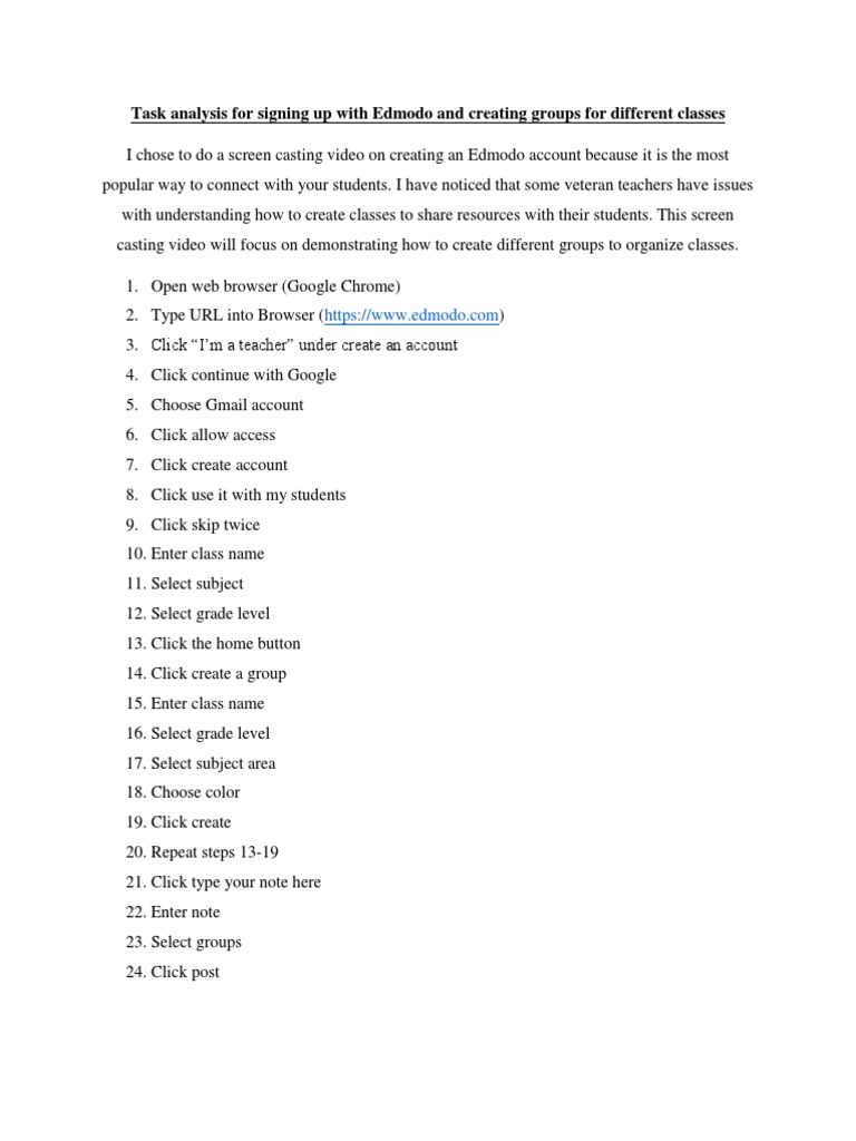 Signing Up With Edmodo and Creating Groups For Different Classes | PDF ...