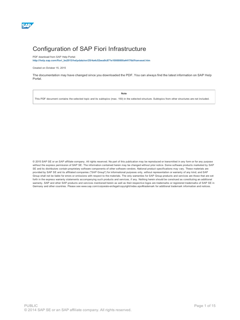 Configuration Of Sap Fiori Infrastructure Pdf Sap Se Mobile App