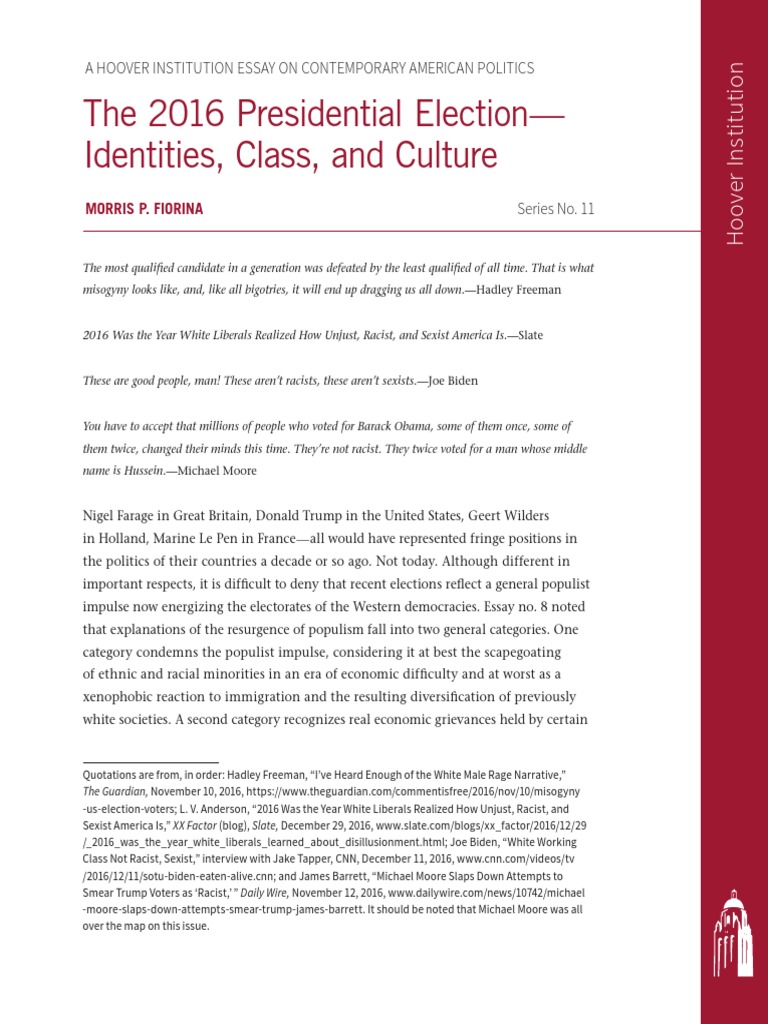 The 2016 Presidential Election-Identities, Class, and Culture | PDF ...