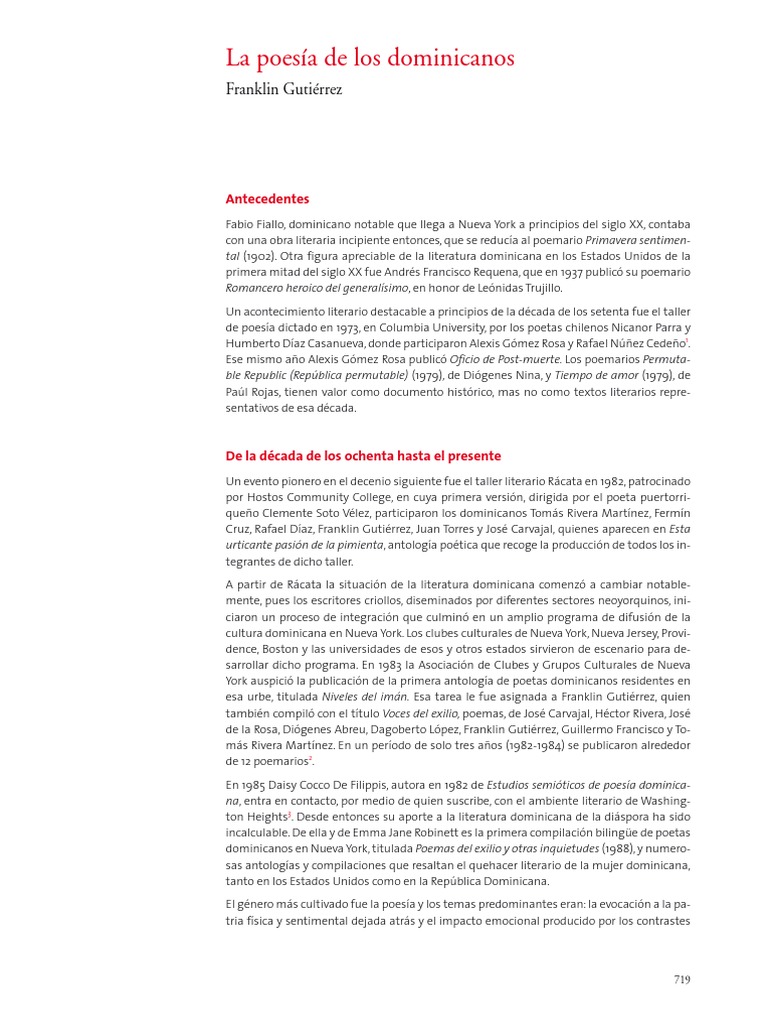 La Poesía de Los Dominicanos | PDF | Trabajos | Poesía
