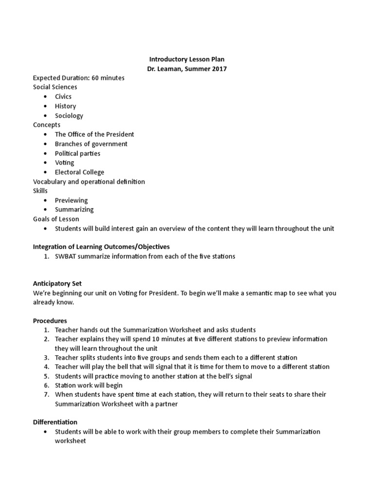 Introductory Lesson | PDF | Teachers | Lesson Plan