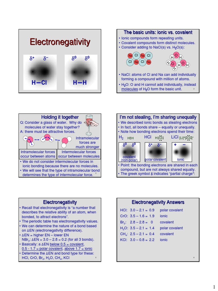 Electronegativity Elements PPT Slides | PDF | Ionic Bonding | Chemical Bond