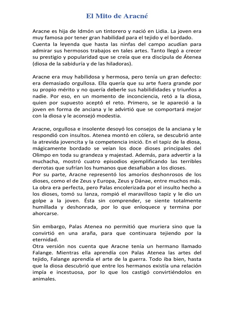 El Mito de Aracné | Descargar gratis PDF | Atenea