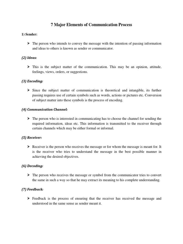7 Major Elements of Communication Process | PDF | Function (Mathematics ...