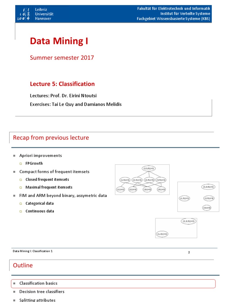 Data Mining I: Summer Semester 2017 | Download Free PDF | Statistical Classification | Applied ...