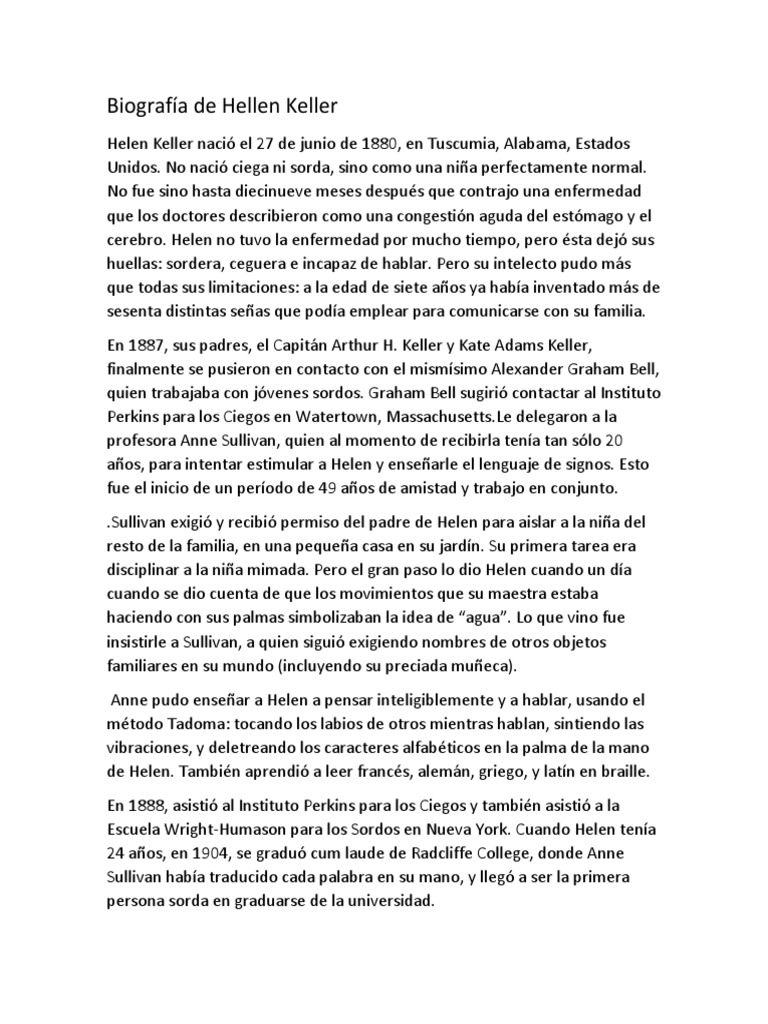 Biografía de Hellen Keller | PDF | Helen Keller | Política (general)