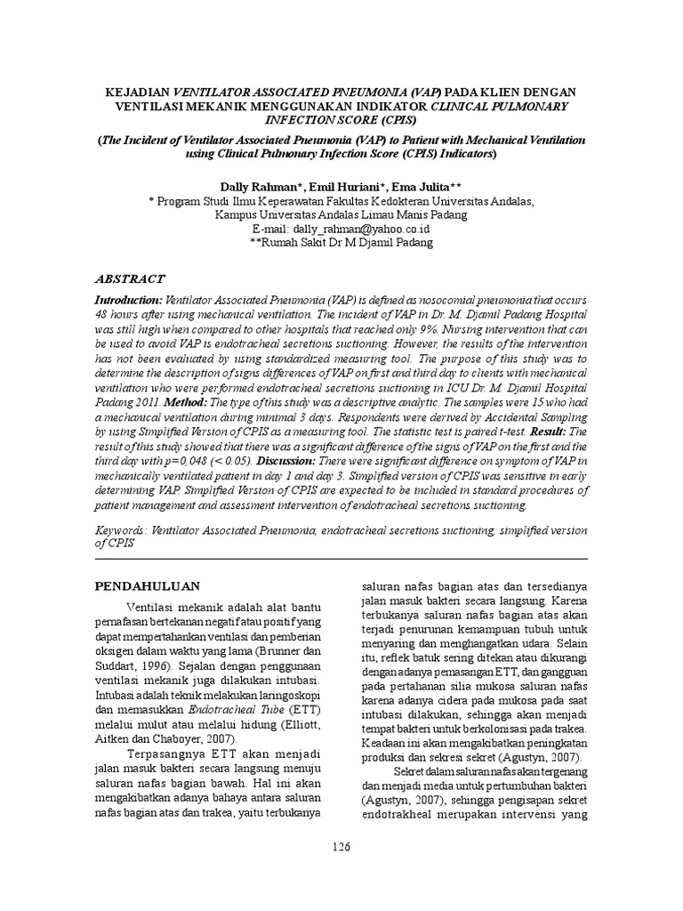 Infection Score (Cpis) Using Clinical Pulmonary Infection Score (CPIS ...