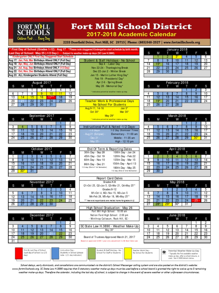 2017-2018 Academic Calendar Final | PDF | Academic Term | Schools