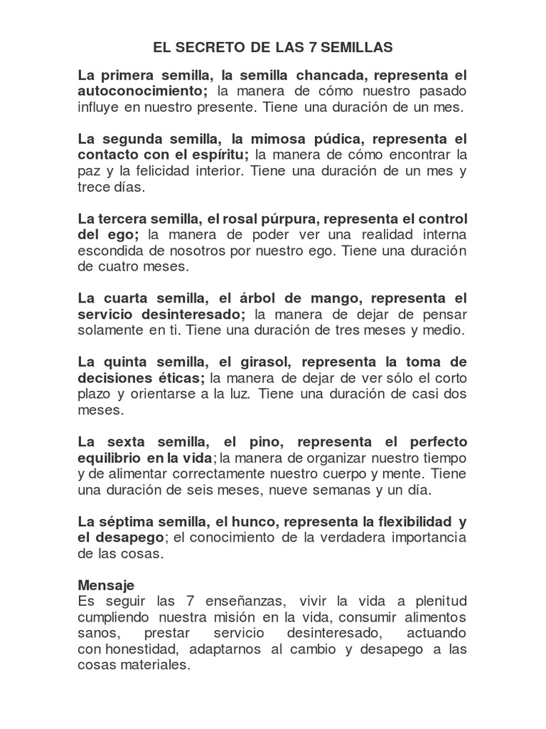 El Secreto de Las 7 Semillas | PDF