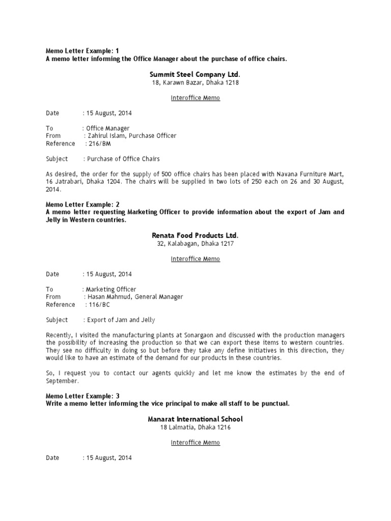 Memo Letter Example | PDF | Employment | Economies