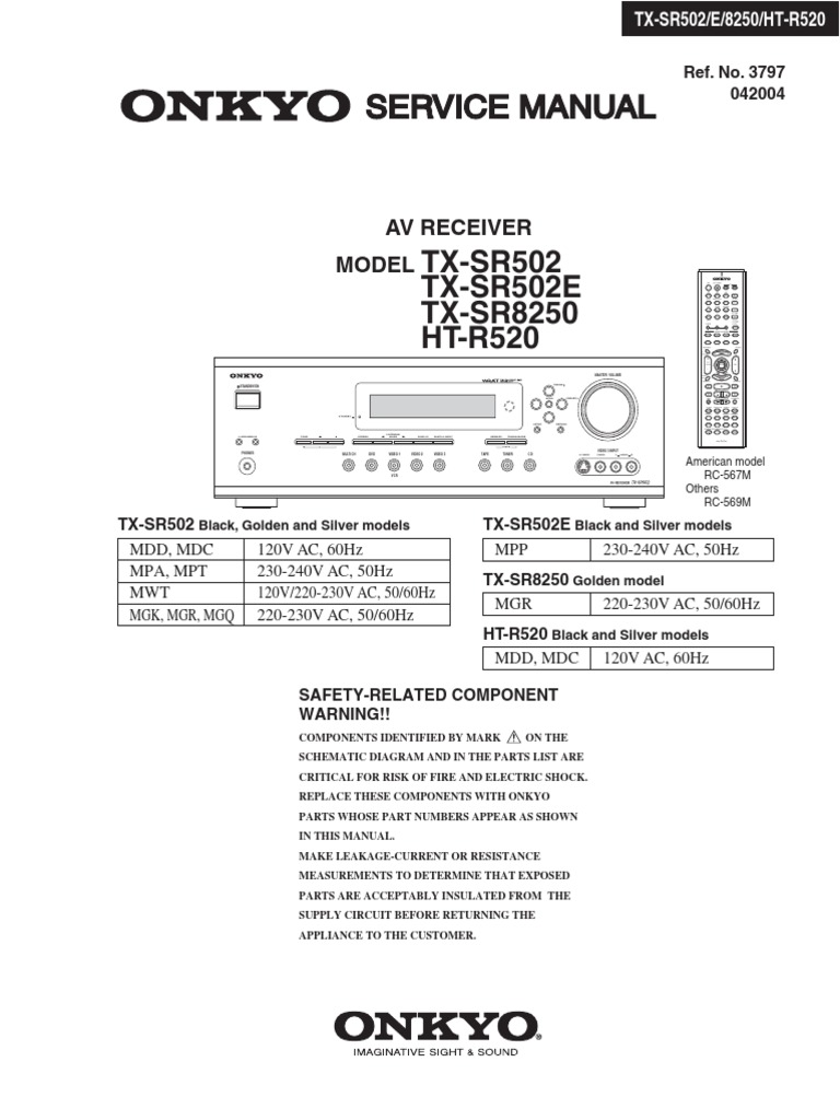 Onkyo TX-SR502 SR-8250 PDF | PDF