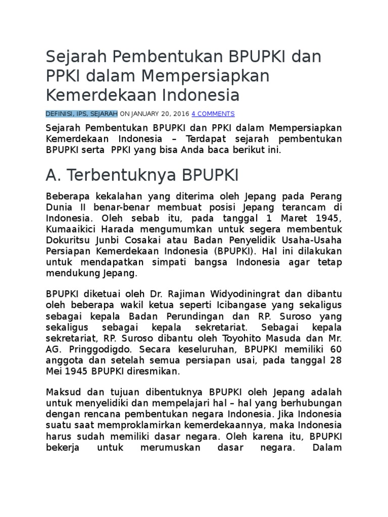 Sejarah Bpupki Da Ppki | PDF | Politik | Sejarah