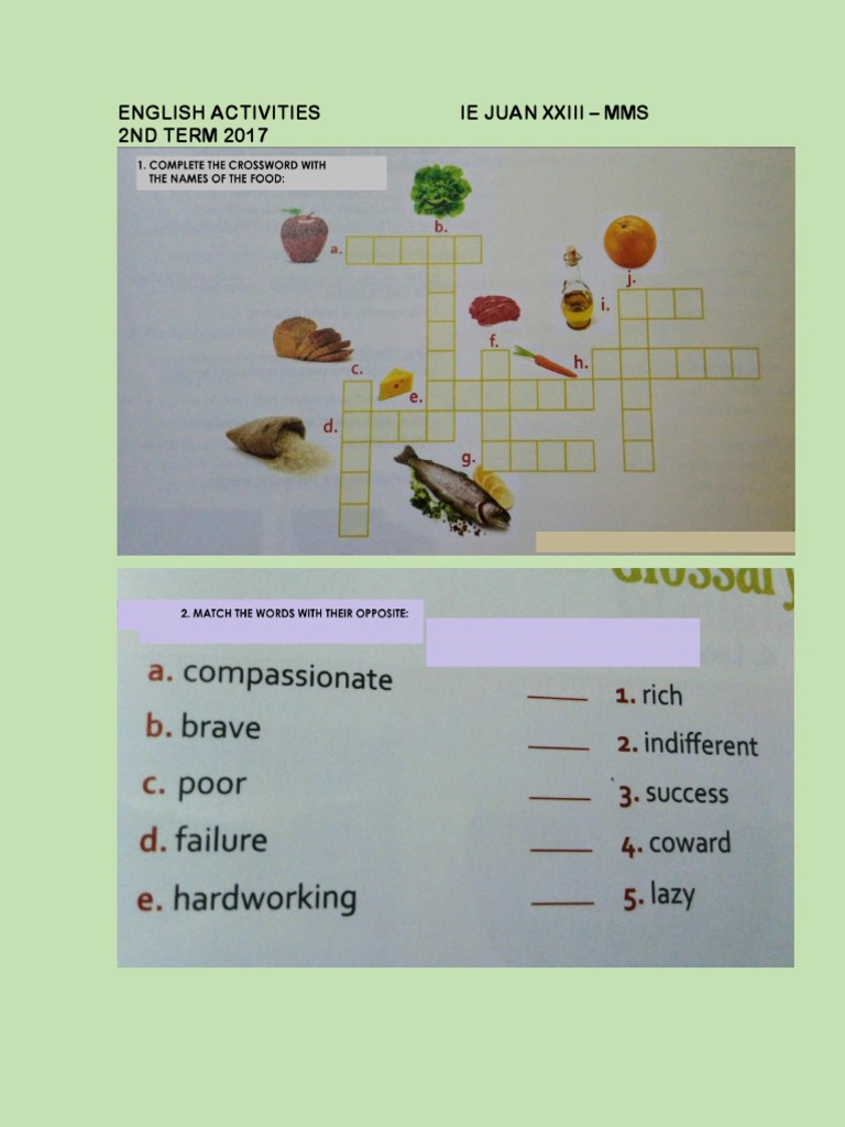 English Activities 2nd Term | PDF