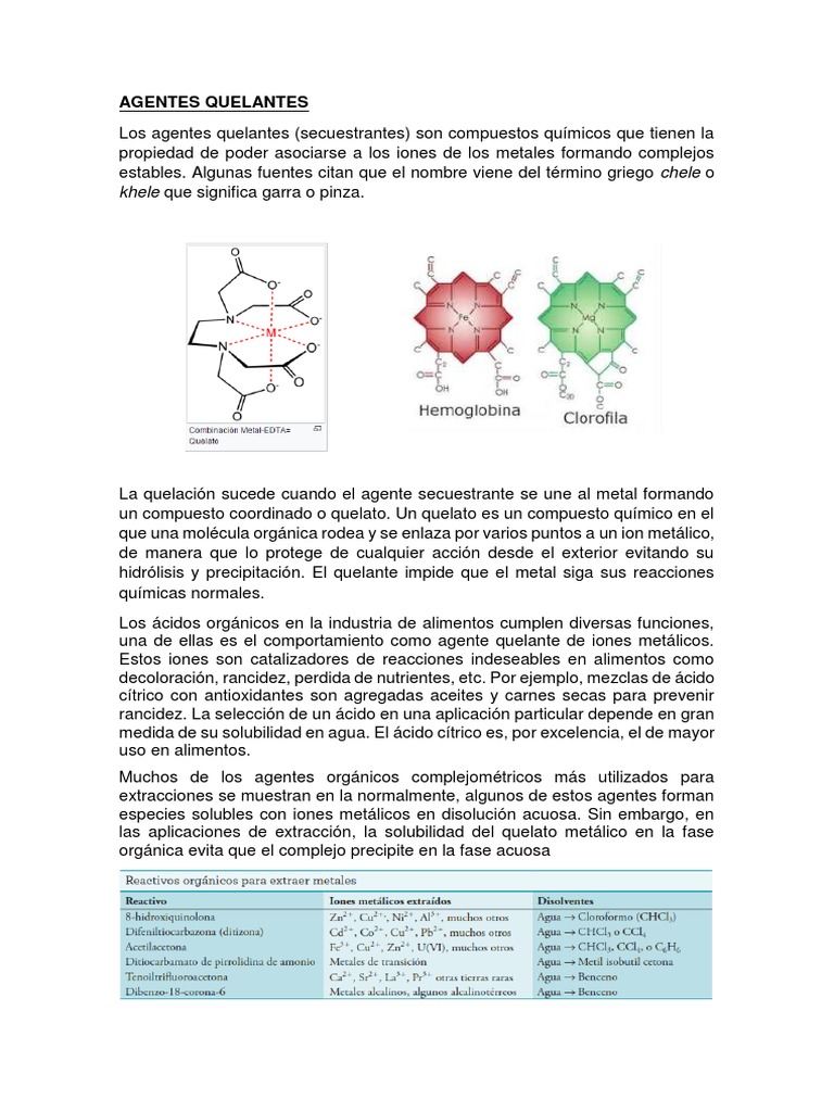 Agentes Quelantes y Sus Aplicaciones | PDF | Quelación | Complejo de ...