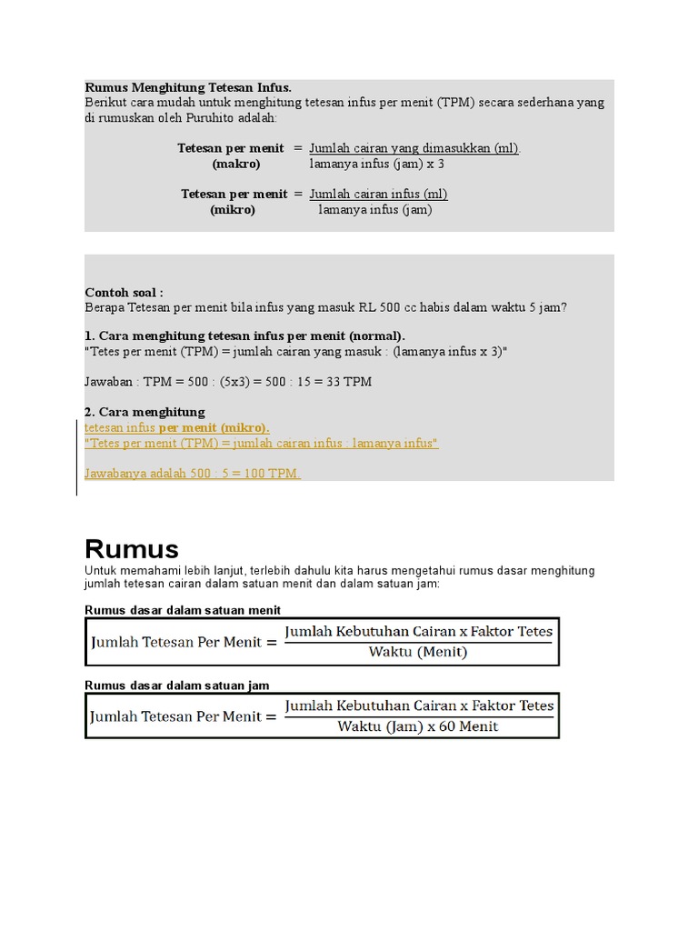 Rumus Menghitung Tetesan Infus | PDF | Karier & Perkembangan