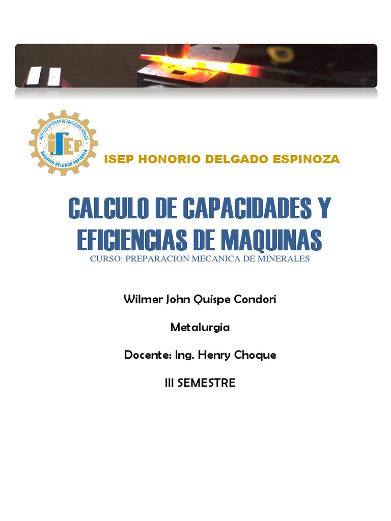 Cálculo de capacidades y eficiencias de máquinas en el proceso de ...