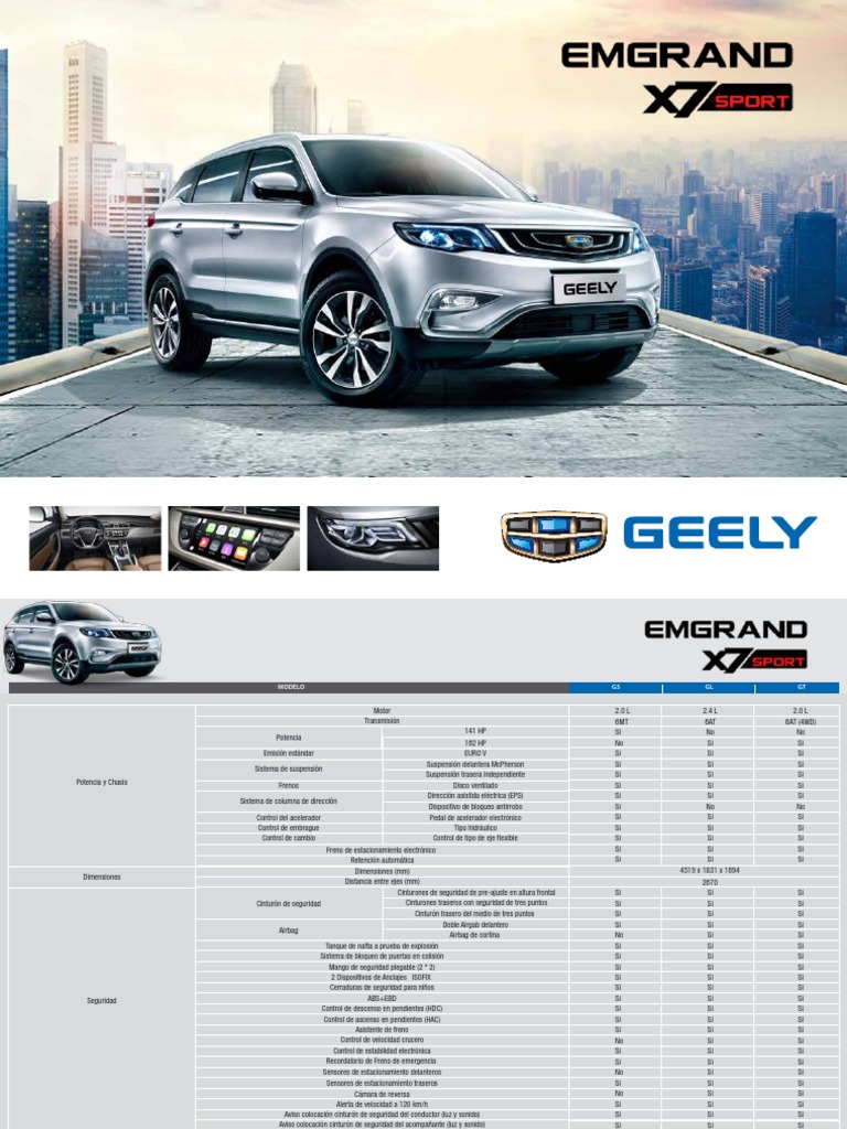 Ficha Técnica Geely Emgrand X7 Sport | PDF | Airbag | Eje