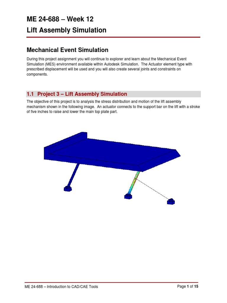 Week 12 - Project 3 - Lift Assembly Simulation | Simulation | Computer ...
