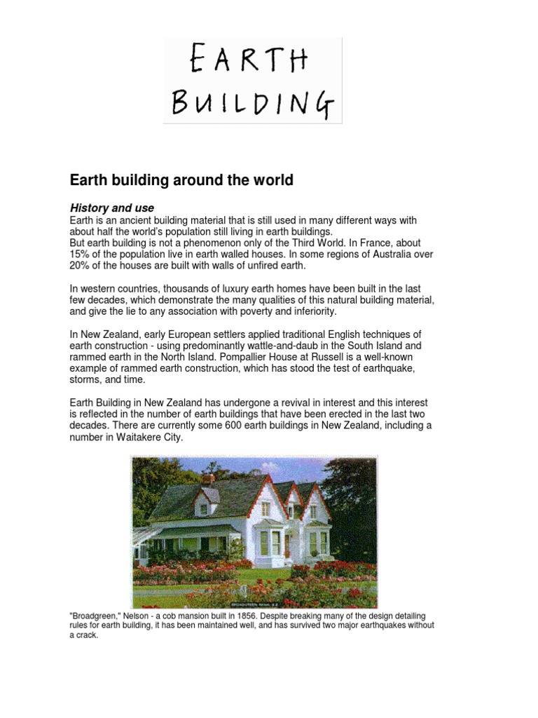 Global Earth Building Techniques | PDF | Brick | Roof