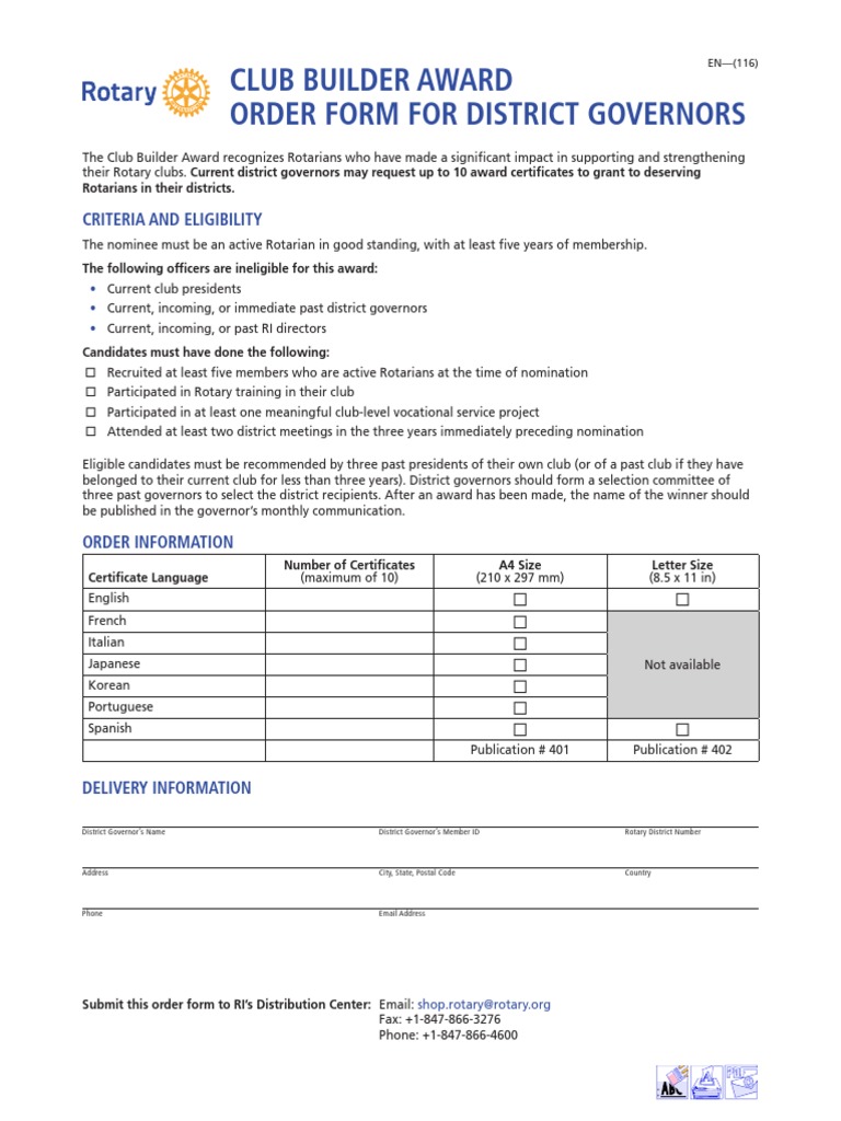 Club Builder Award Order Form en | Download Free PDF | Government