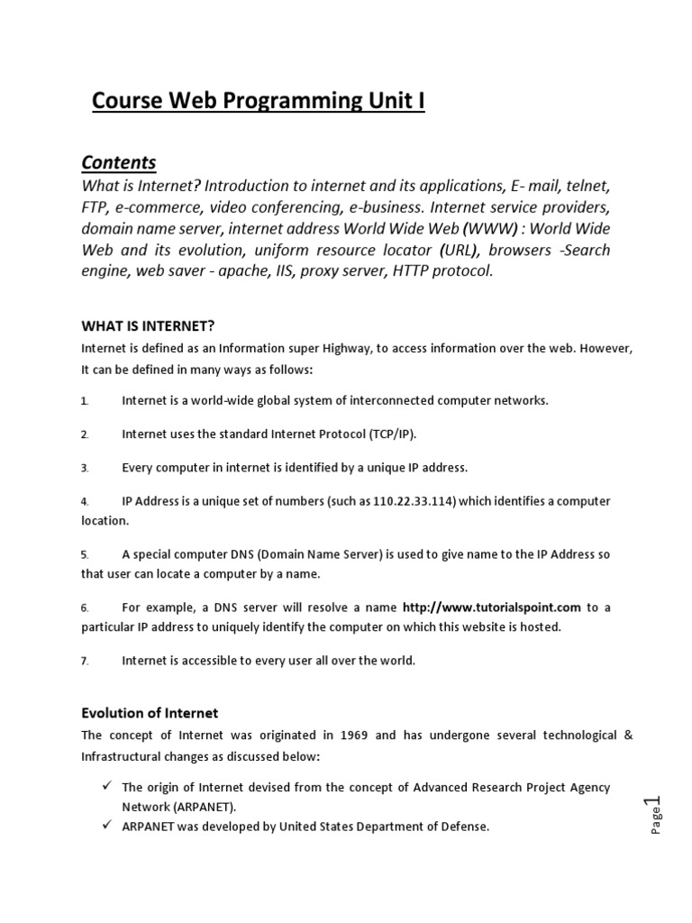 Unit I - Web Programming | PDF | Web Browser | World Wide Web