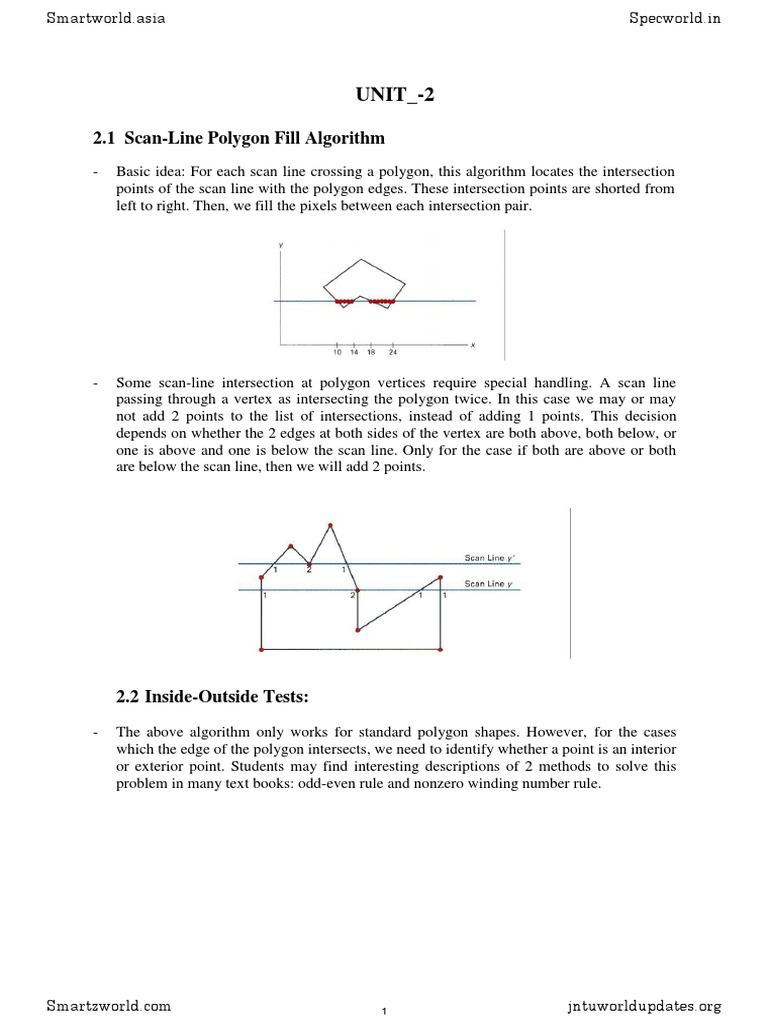 2.1 Scan-Line Polygon Fill Algorithm: UNIT - 2 | PDF | Graphics ...