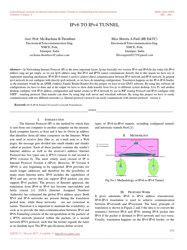 IPv6 TO IPv4 TUNNEL | PDF | I Pv6 | Internet Protocols