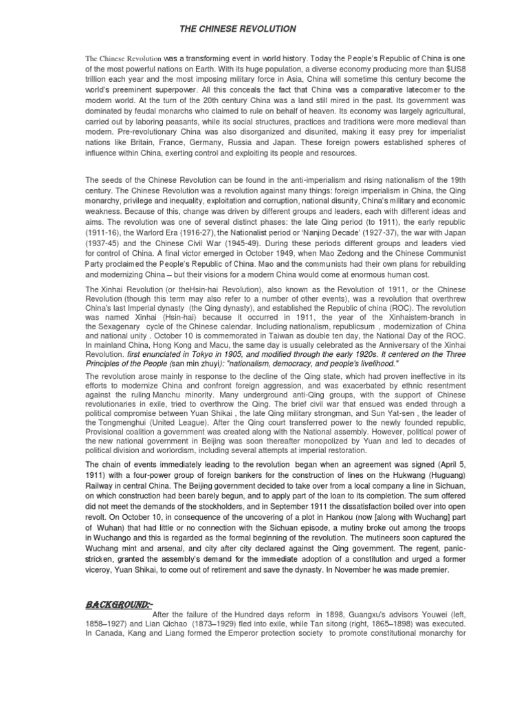 Overview of the Chinese Revolution | PDF | Qing Dynasty | China