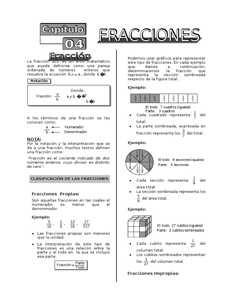 Representación y clasificación de fracciones a través de gráficos y ...