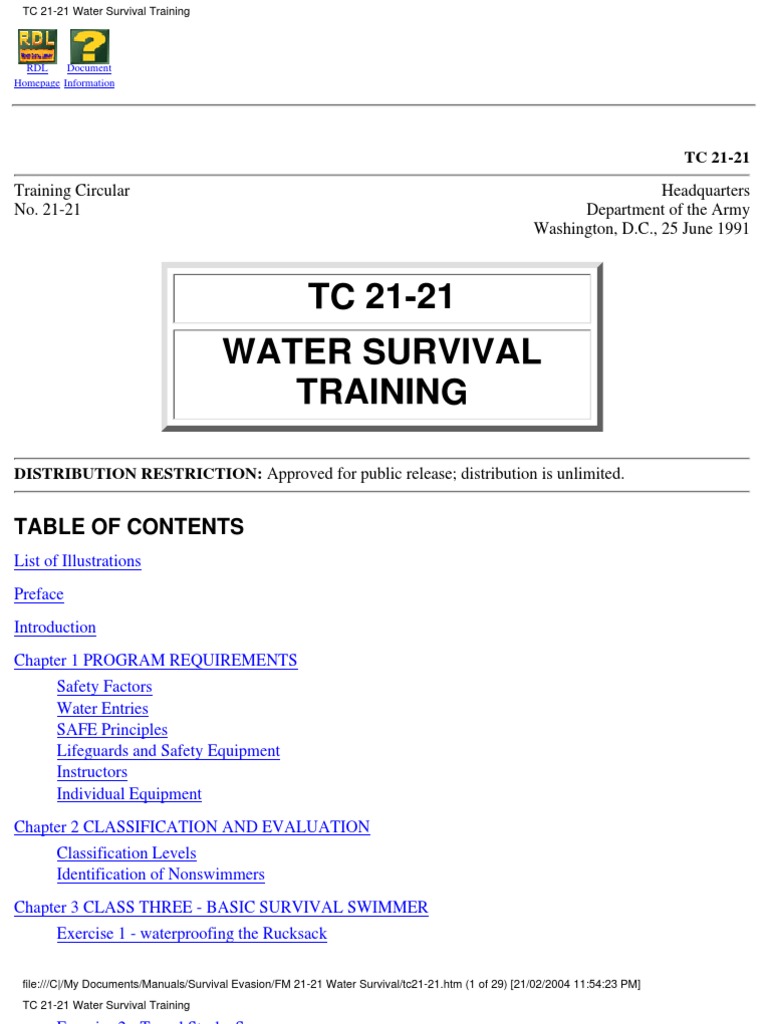 Water Survival Training | PDF | Swimming | Anatomical Terms Of Motion