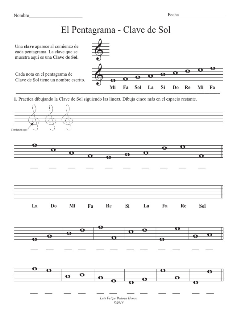 Pentagrama y Clave de Sol | PDF