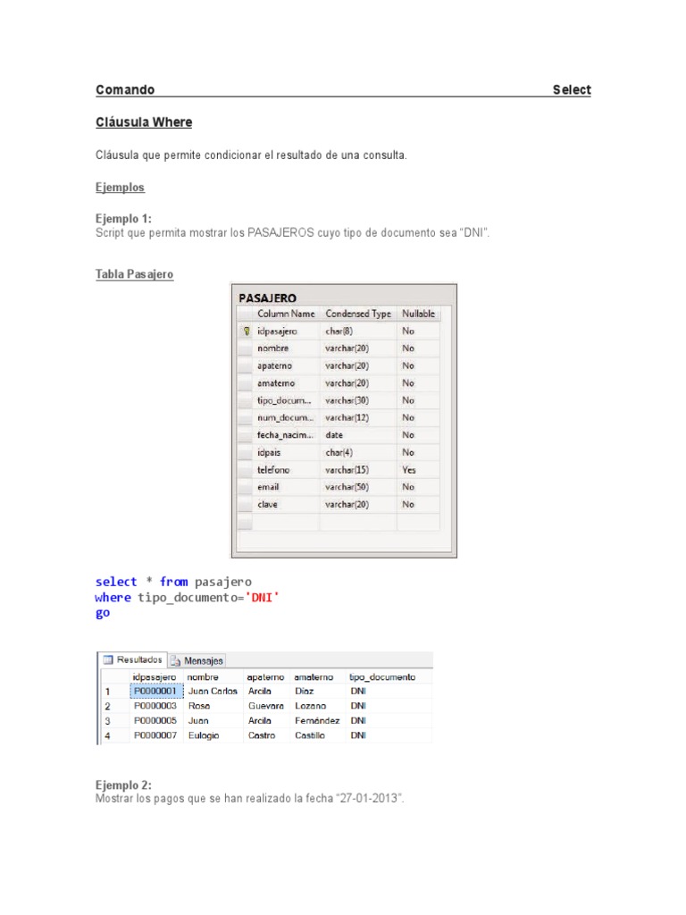 Comando Select | PDF | SQL | Bases de datos