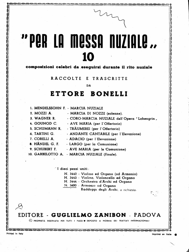 Per La Messa Nuziale - Ettore Bonelli | PDF