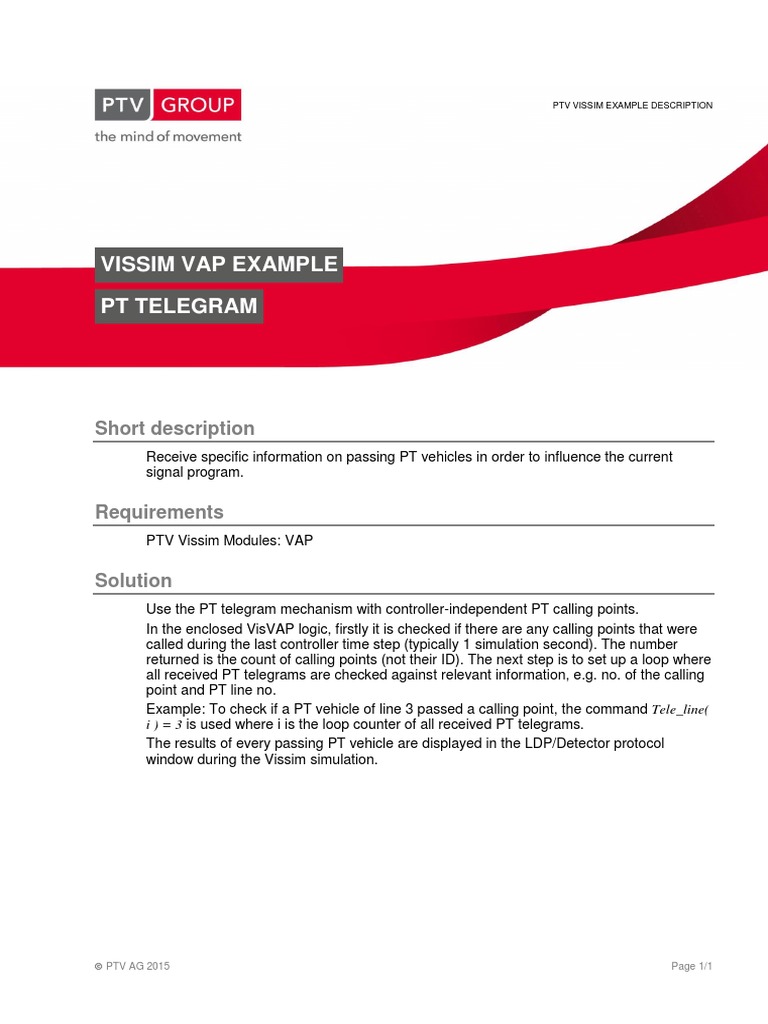 Vissim Vap Example PT Telegram: Short Description | PDF