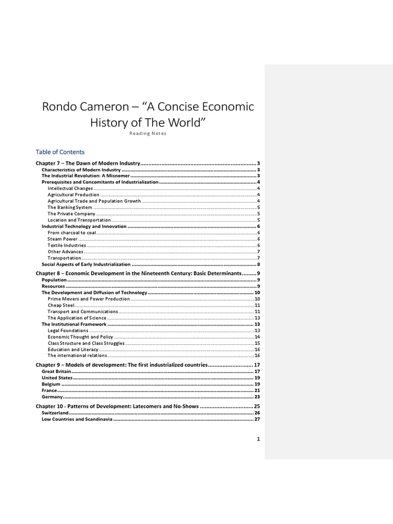 Rondo Cameron - Reading Notes | PDF | Steam Engine | Industries
