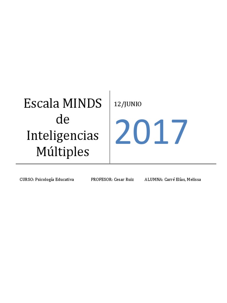 Informe de Escala Minds de Inteligencias Multiples | PDF | Ciencia ...