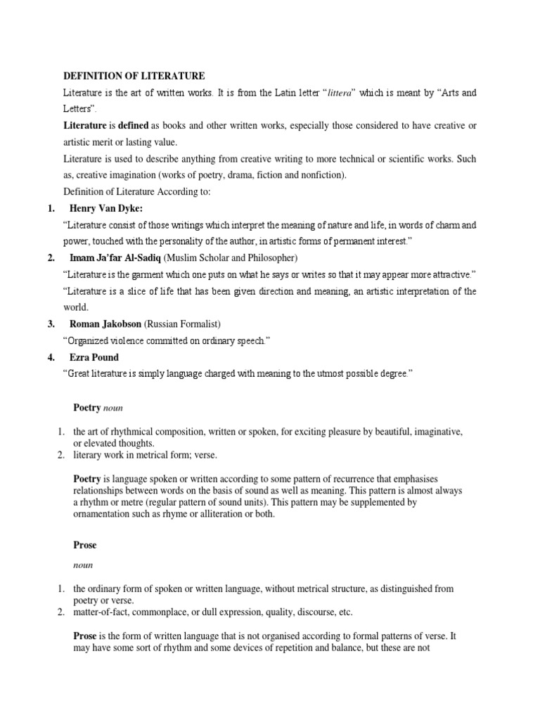 Definition of Literature | Lyric Poetry | Poetry