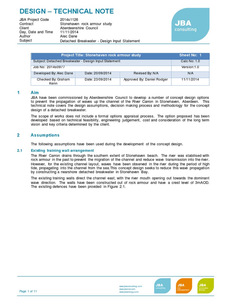 Design - Technical Note: Project Title: Stonehaven Rock Armour Study ...