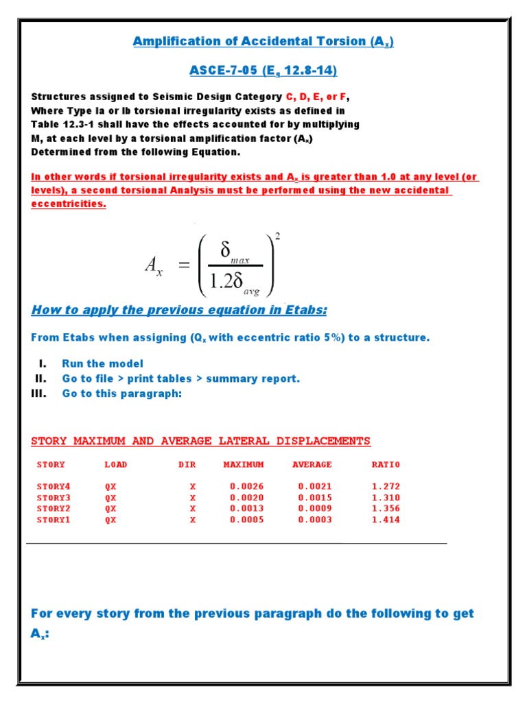 Amplification of Accidental Torsion in Etabs | PDF | Ratio | Error ...