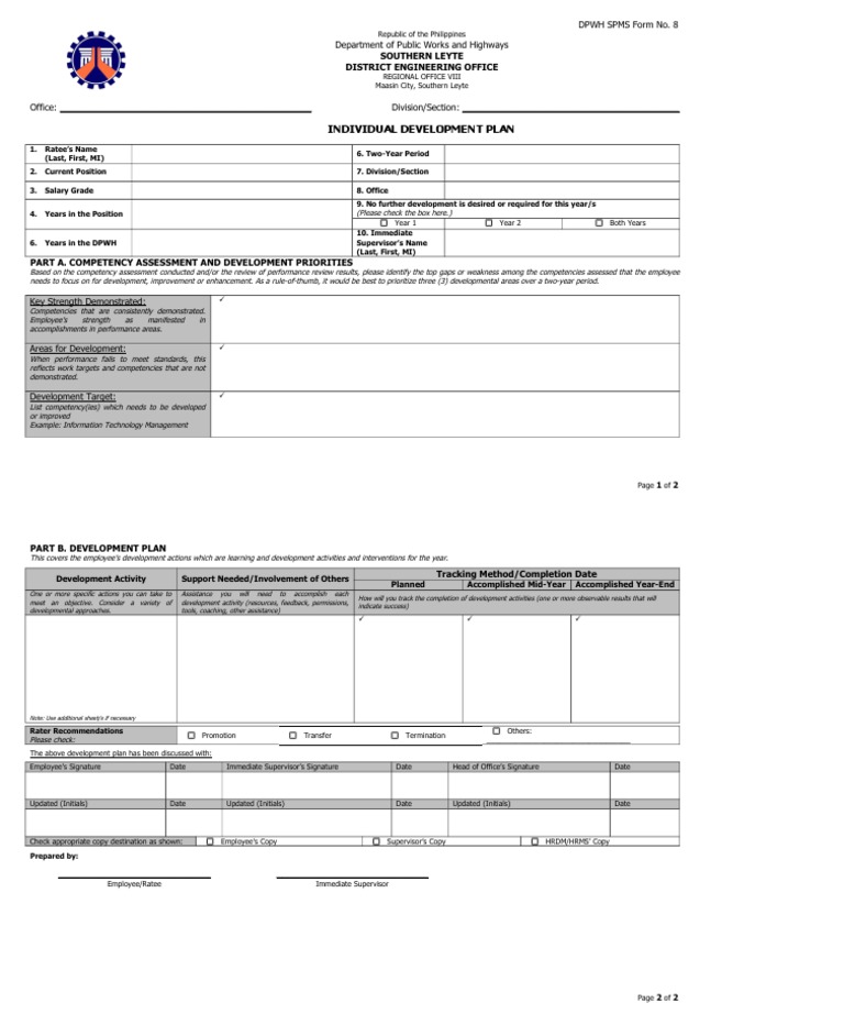 Individual Development Plan (blank form) | Competence (Human Resources ...