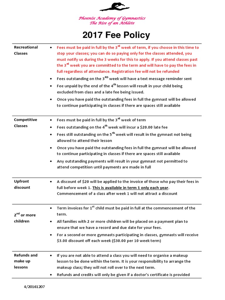 2017 Fee Policy v4 PDF | PDF | Fee | Money