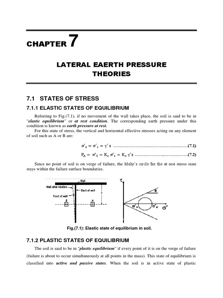 Ch7 Lateral Earth Pressure Theories (407-440) | PDF | Stress (Mechanics) | Soil