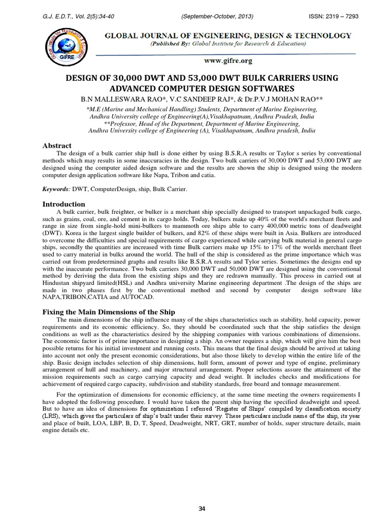 Design of Bulk Carrier | PDF | Ships | Propeller