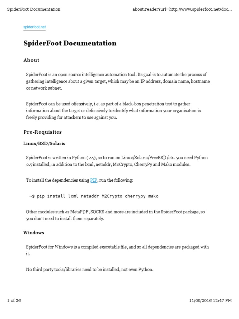 SpiderFoot Setup & Usage Guide | PDF | Domain Name System | Domain Name
