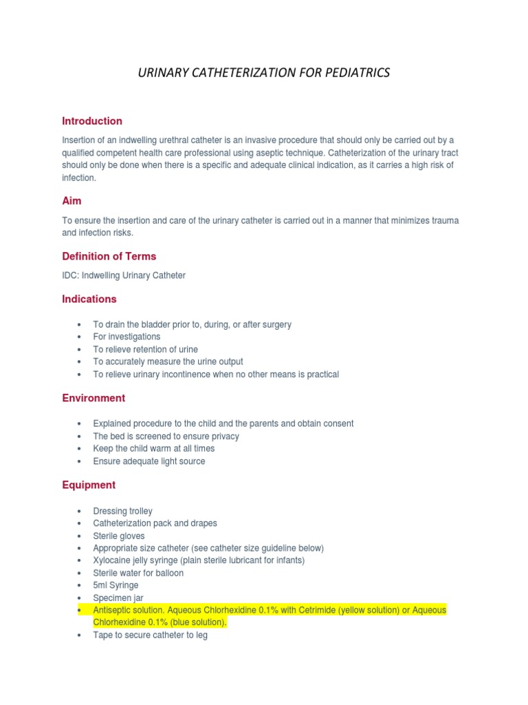 Urinary Catheterization For Pediatrics | PDF | Urinary Incontinence ...