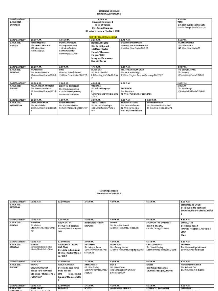 Film Festival Screening Guide | PDF