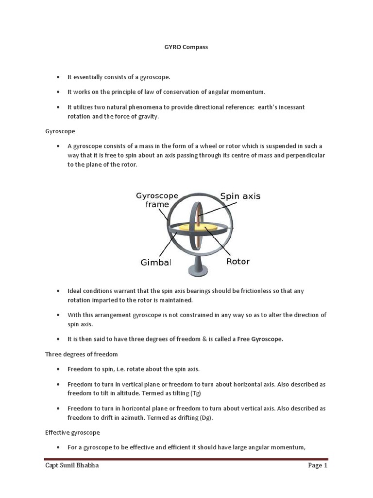 Gyro Compass: Principles and Motion | PDF | Gyroscope | Rotation